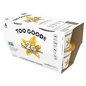 Two Good Low Fat Greek Yogurt, Vanilla, Lower Sugar, Gluten Free, With 2g of Sugar, 5.3 oz., 4 Pack