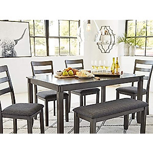 Signature Design by Ashley Bridson Modern 6 Piece Dining Set, Includes Dining Table, 4 Chairs & Bench, Gray