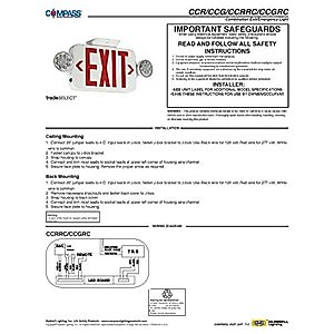 HUBBELL CCR, Remote Compatible Combination Outdoor Emergency Light and Red Letter Exit Sign, with 120/277VAC, 60Hz Input, 2 Fully Adjustable LED Lamps, 18 in x 2 in x 8.2 in, White