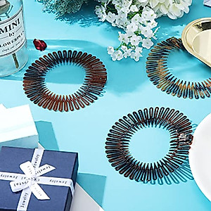 9 Pieces Circular Flexible Plastic Hair Combs and Headbands for Women Girls, 3 Colors (Yellow Leopard, Red Leopard, Tortoise Shell)