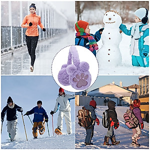LUCKYBUNNY Kids Girls Earmuffs for Women Winter Warm Soft Plush Ear Muffs Cold Weather Ear Warmer for Outdoor (Dog Paw Style - Purple)