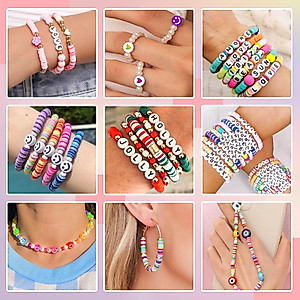 Gionlion Clay Beads Friendship Bracelet Making Kit,72 Colors Preppy Clay Beads A-Z Letter Beads Number Beads& Charms Kit Complete Friendship Jewelry Making Kit DIY Crafts Gift for Teen Girls