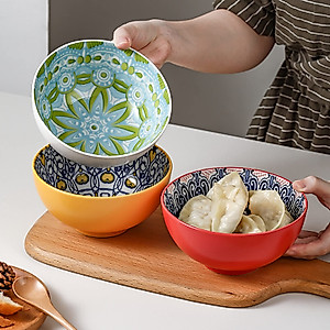 Ceramic Soup Bowls, Cereal Bowls Set of 6, 22 oz Bowls for Kitchen, Colorful Bowls for Cereal Soup Salad Pasta Rice Oatmeal Dessert, Dishwasher & Microwave Safe, Bowl Set for kitchen, Ceramic Bowls