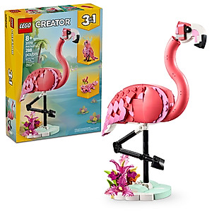 LEGO Creator 3 in 1 Wild Animals: Pink Flamingo Animal Building Toy - Includes 3 Building Options, Pink Flamingo, Cockatoo, or Axolotl - Learning Toy for Kids, Girls, and Boys, Ages 8+ - 31170