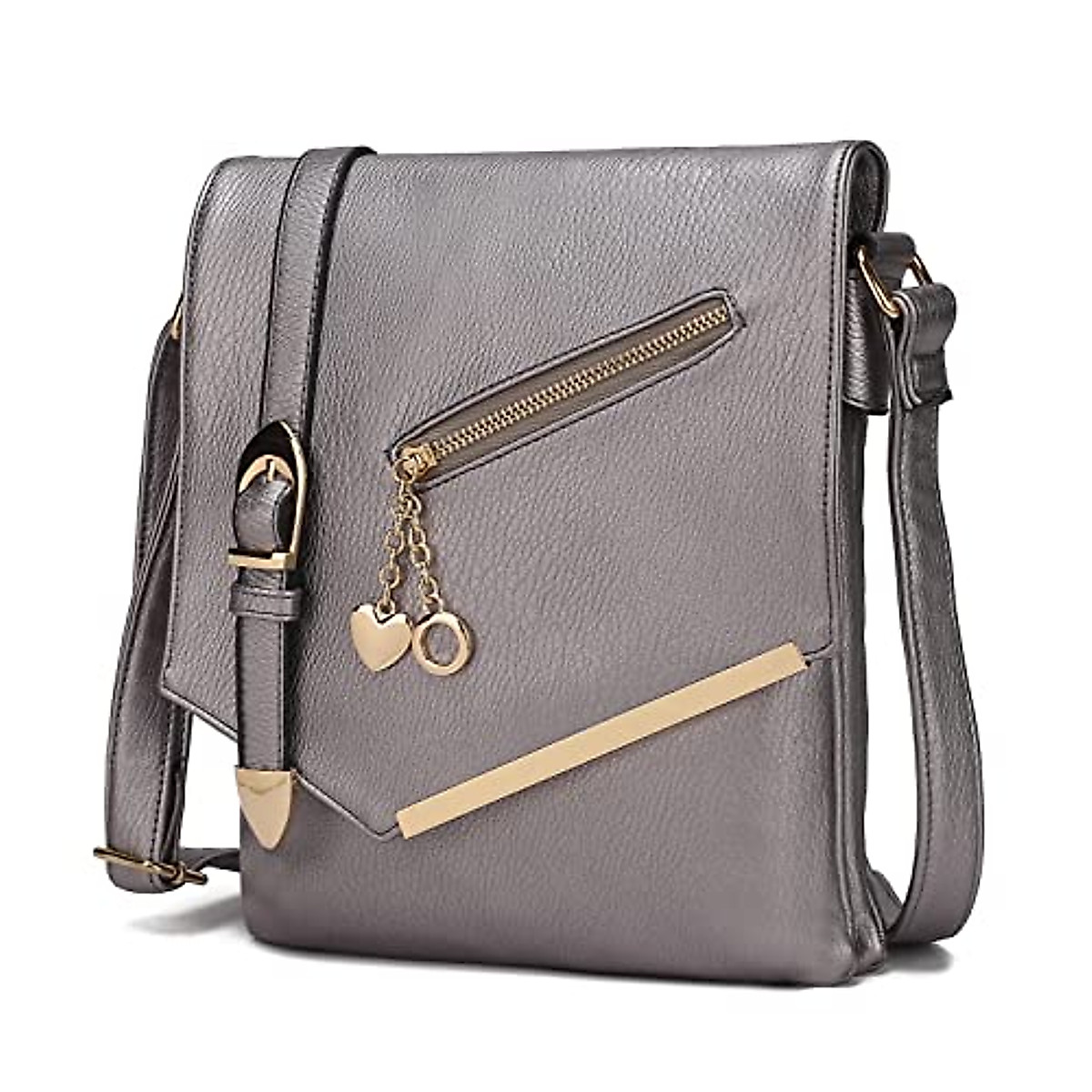 MKF Collection Crossbody Bag for Women – Shoulder Strap – PU Leather Handbag Medium Ladies Messenger Side Purse