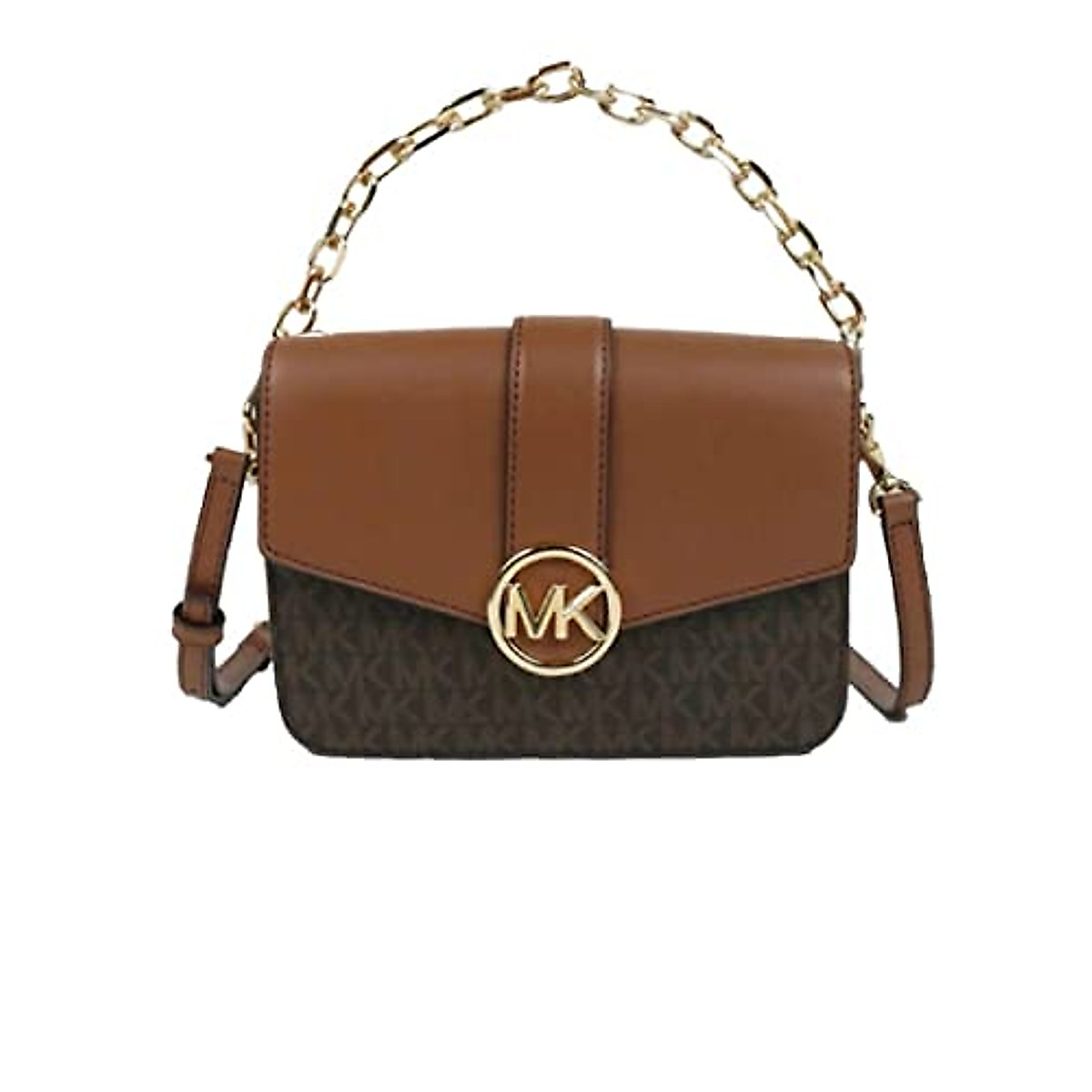 Michael Kors Carmen Small Convertible Flap Shoulder Bag (Brown Signature)