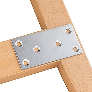 22 PCS Sliver Mending Bracket Plate, Stainless Steel 50MM X 100MM X 2MM Heavy Duty Flat Corner Brace for Wood, Metal Straight Fixing Joining Shelf Support Corner for Shelves, Furniture and Cabinet