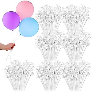 600 Pcs Plastic Balloon Sticks with Cups, Reusable Balloon Holder for Balloon Stand Birthday Christmas Party Wedding Anniversary Decoration(White)