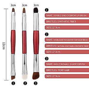 Protable Mini Makeup Brushes Set with Travel Case,5PCS Cosmetic Brushes Kit(Natural and Synthetic Hair)-Includes Foundation-Contouring-Blending-Blush And Eyeshadow Brushes(Travel Size) Red