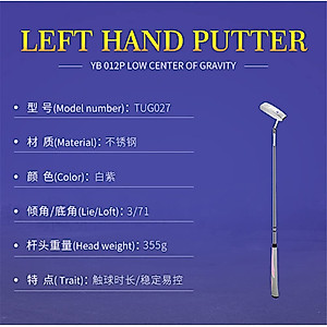 Left Hand Golf Putter Women Golf Club Putters Exercriser Golf Training Golf Push Rod Sports Golf Blade Putter (Silver)