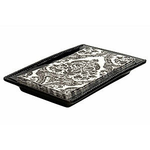 Boston International Ceramic Guest Towel Caddy, Beaded Black 9.25 x 6-Inches