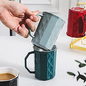 QZ.HAYC Porcelain Tea Set Tea Cup Tea Cup Set Coffee Cup Tea Cup 6-Piece Set (Including Storage Rack) Afternoon Tea Set, Ceramic Coffee Cup, Latte Cup (Six Color Cups)