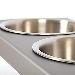 PetFusion Elevated Dog Bowls, Cat Bowls -- Premium Anodized Aluminum Feeder (Short 4"). Us Food Grade Stainless Steel Raised Bowls,Metallic Gray