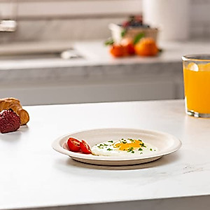 Comfy Package [7 Inch - 125 Pack Paper Plates, 100% Compostable Plates Heavy-Duty - Kraft Biodegradable Plates, Disposable Sugarcane Paper Plates - Brown Unbleached