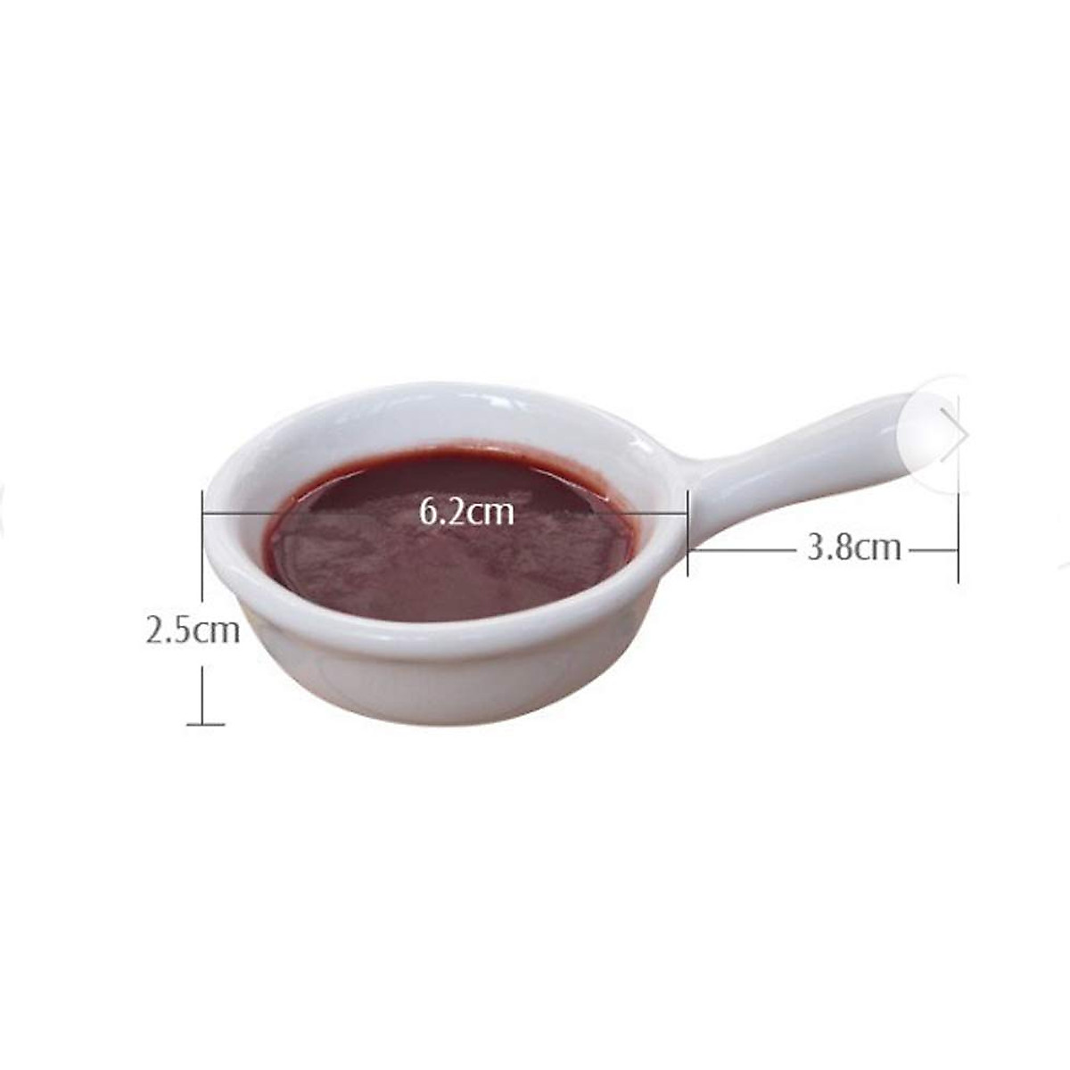 4pcs White Ceramic Sauce Dishes Mini Ramekins with Handle Grip Porcelain Dipping Bowls Soy Sauce Dishes Appetizer Spoons