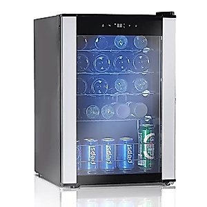 Techomey Wine Fridge Freestanding, 19 Bottle Compressor Wine Cooler Refrigerator with Digital Thermostat and Glass Door, Stainless Steel