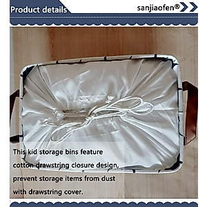 Sanjiaofen Rectangular Kids Storage Bins,Waterproof Shark Storage Basket with Lid,Boys Basket Collapsible Toy Organizer Bin with Handles for Clothes Storage, Kid's Toy Box,Book Bag (Blue Shark)