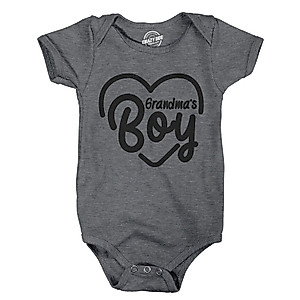 Creeper Grandmas Boy Baby Bodysuit for Newborn Grandson Funny Baby Onesies Mother's Day Onesie for Baby Funny Grandma Onesie Novelty Onesie Dark Grey Newborn