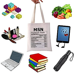 WCGXKO MSN Gift Master of Science in Nursing Gift MSN Nutrition Facts Nurse Tote Bag Medical School Graduation Gift (MSN tote)
