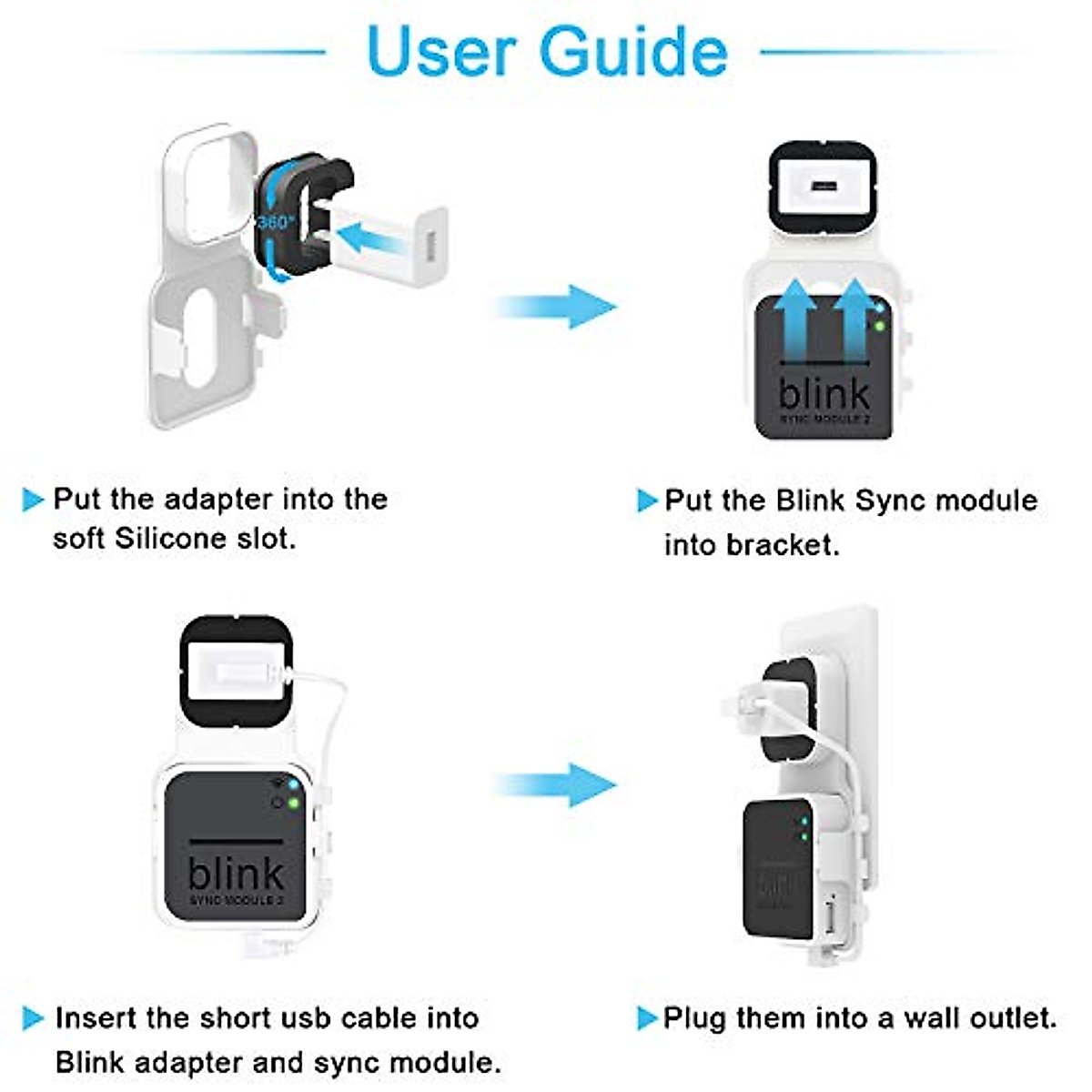 256GB USB Flash Drive and Outlet Wall Mount for Blink Sync Module 2, Save Space and Easy Move Mount Bracket Holder for Blink Outdoor Indoor Security Camera (Blink Sync Module 2 is NOT Included)