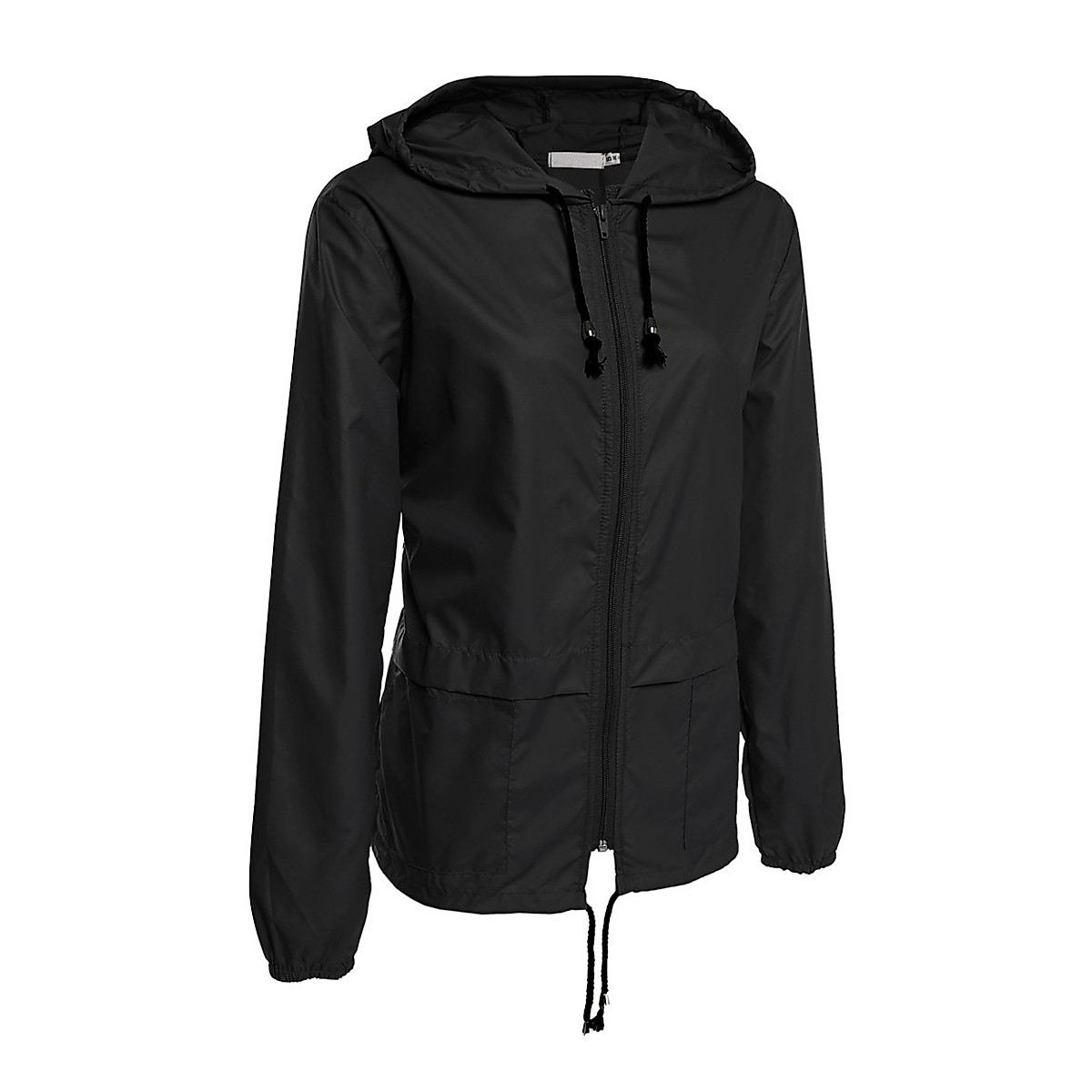 Hount Women's Lightweight Hooded Raincoat Waterproof Packable Active Outdoor Rain Jacket (Black, XL)