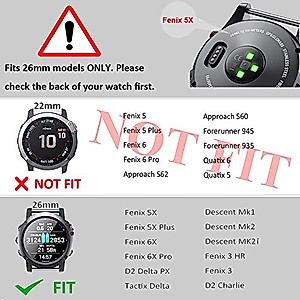 ANCOOL Compatible with Fenix 6X/7X Band 26mm Easy-fit Soft Silicone Watch Band Replacement for Fenix 5X/Fenix 5X Plus/Fenix 3/Fenix 6X Pro/Descent Descent MK2i Smartwatches (Black)