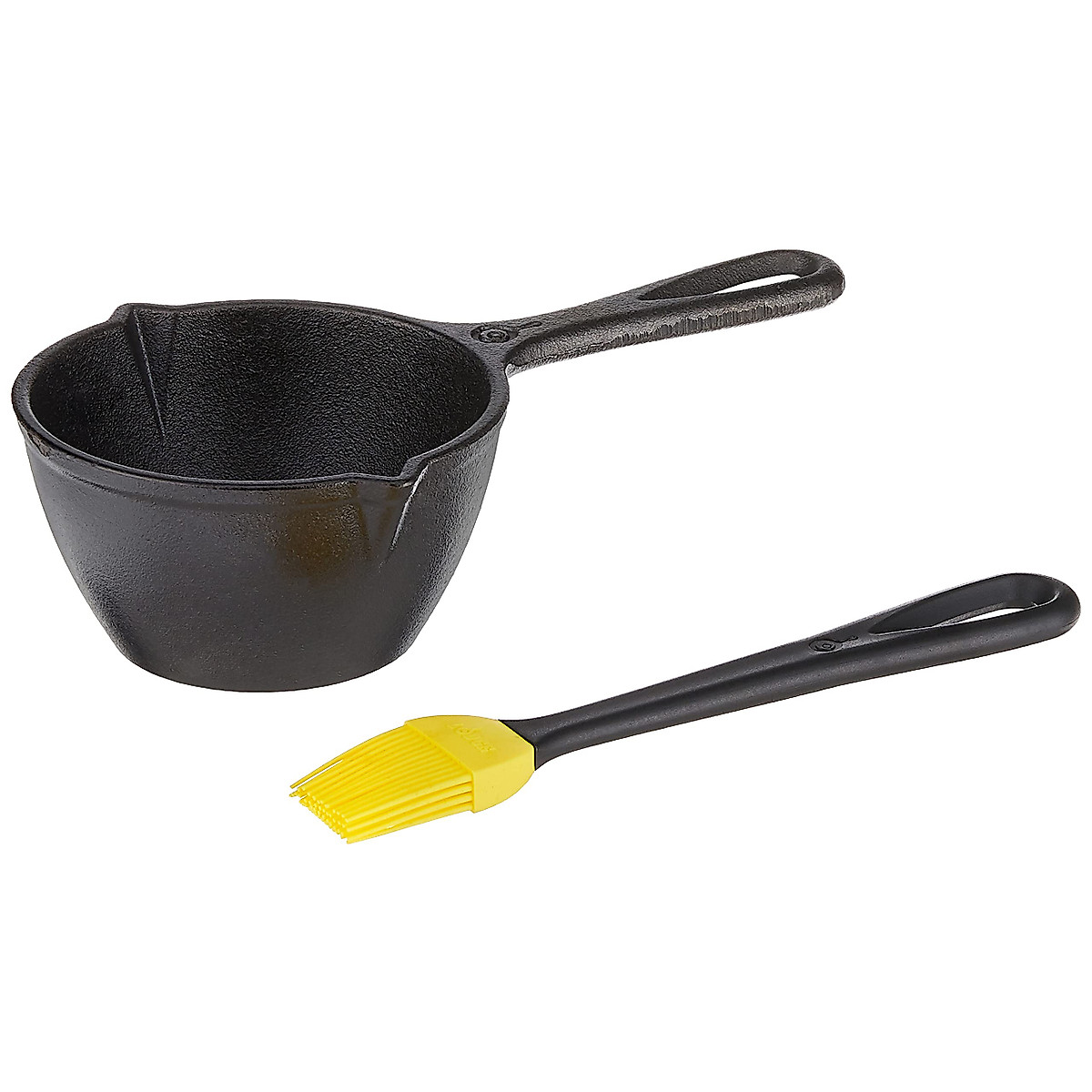 Lodge Cast Iron Silicone Brush Melting Pot, 15.2 oz, Black & ASHHM41 Mini Silicone Hot Handle Holder, Red