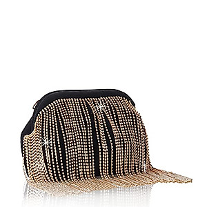 BABEYOND Women's Rhinestone Clutch Evening Bag - Velvet Glitter Tassel Sparkly Purse for 1920s Party Prom Wedding
