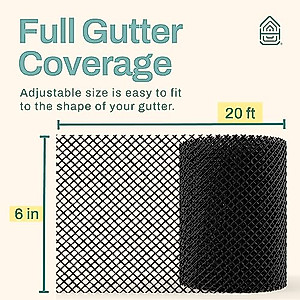 Home Intuition 2-Pack Leader and Gutter Guard from Leaves, Twigs, Branches Plastic Mesh Guards Leaf Protector 6" inch Wide 40' Feet Long Total