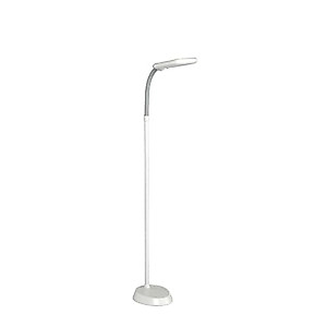 Brightech Litespan Slim LED Lamp, Modern Floor Reading Lamp Over Chair for Living Rooms & Offices, Tall Lamp with Adjustable Gooseneck, Crafts Work Light, Dimmable Standing Lamp for Bedroom - White