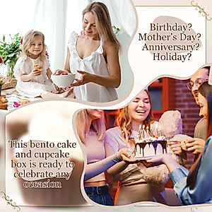 Sayglossy Bento Cake and Cupcake Box 1+5 Bento Boxes for Mother's Day Wedding Birthday Party Baby Shower Bakery Supplies(2 Pack,White)