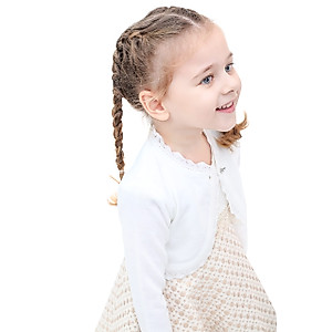 Lilax Baby Girls' Knit Long Sleeve Button Closure Bolero Cardigan Shrug 12-18 Months White
