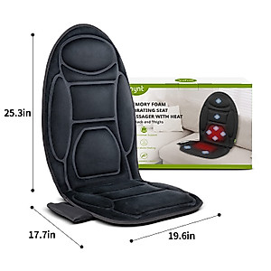 Mynt Vibration Massage Seat Cushion Memory Foam Support Chair Pad, Back Massager with 8 Vibrating Motors & Soothing Heat,Electric Seat Massager for Home Office Use(Black)