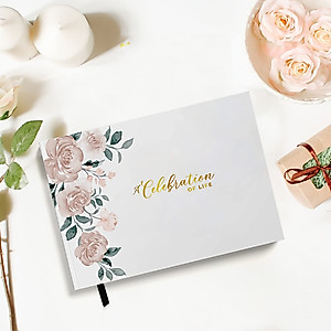 Lacunas Store Rose Floral Funeral Guest Book 9 X 7 in Loving Memory and Celebration of Life Memorial Sign in