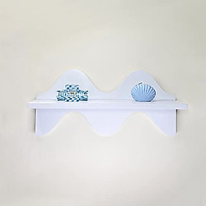 Small Floating Shelves for Wall Decor - Cute Wavy White Shelf