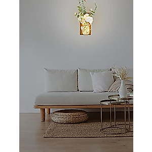 Party Joy Mason Jar Sconces Set of 2 Spring Decor Wall Decor Rustic Wall Sconces with Remote Control LED Fairy Lights and Artificial Flowers Bathroom Decor Home Decor with Lights