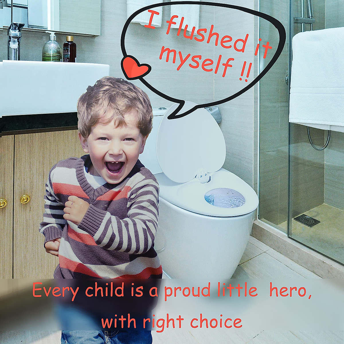 Toilet Seat with Built-In Potty Training Seat, Soft Close,Never Loosen， Removable Easy to Instal &Clean,Durable Plastic ,Fits both Adult and Child, Oval, White