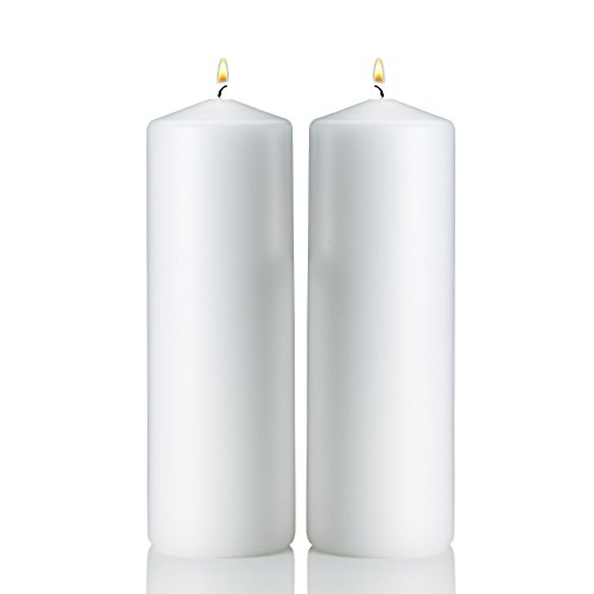 White Pillar Candles - Set of 2 Unscented Candles - 9 inch Tall, 3 inch Thick - 90 Hour Clean Burn Time