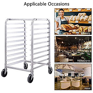 Giantex 10 Tier Aluminum Bakery Rack Home Commercial Kitchen Bun Pan Sheet Rack Mobile Sheet Pan Racking Trolley Storage Cooling Rack w/Lockable Casters