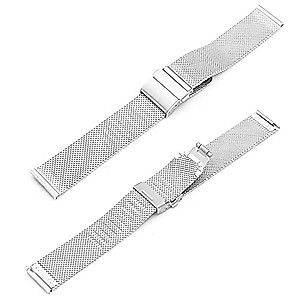 smaate Watch Band Compatible with P22 Donerton, Popglory, CanMixs 1.4inch; Motast Mugu Chalyh P36A P36B, AGPTEK LW31 1.69inch Smartwatch, 20mm Mesh Milanese strap, Safety Clasp, Silver