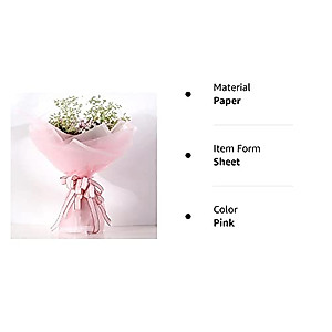 BBC Translucent Waterproof Flower Wrapping Paper, 20 Counts, 23.6x23.6 Inch (Pink)