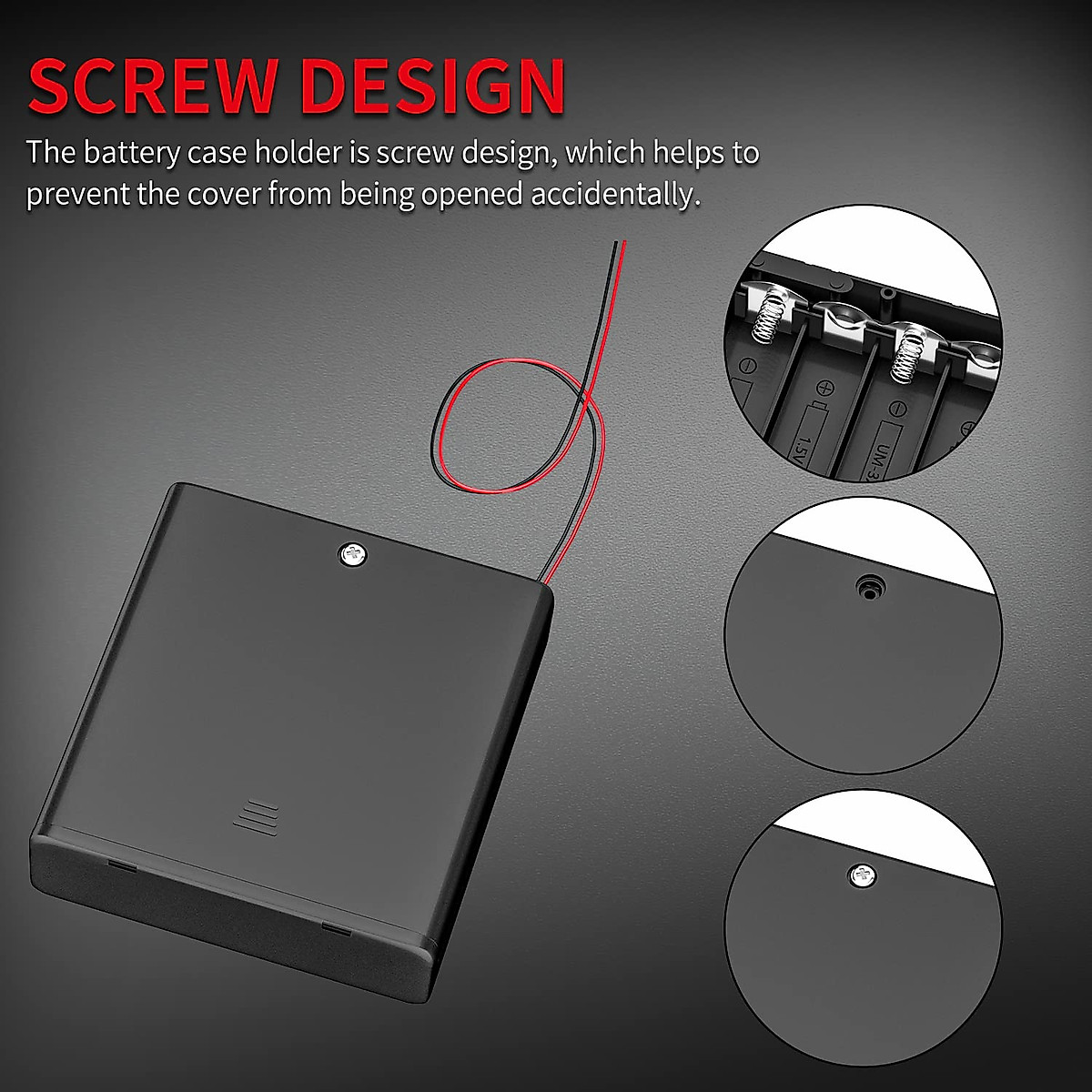 DAIERTEK 4 AA Battery Holder with Switch 6V Battery Case Holder with Cover 4 Slots 1.5V AA Battery Storage Box with Wires Battery Connector -3pcs