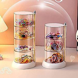 3 Layer Clear Plastic Container Set | Round Vanity Storage Organizers with Lids for Hair Accessories & Beauty Supplies, Bathroom Containers Rotatable Transparent Storage Case For Vanity Small items