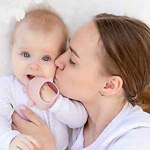 NiBaby Silicone Baby Mitten Teething Chew Toy for Babies 3-6 Months 6-12 Months, Anti-Drop Teether Glove BPA-Free for Girls and Boys Sucking Biting Needs Soothing Gums Pain Relief (Pink)