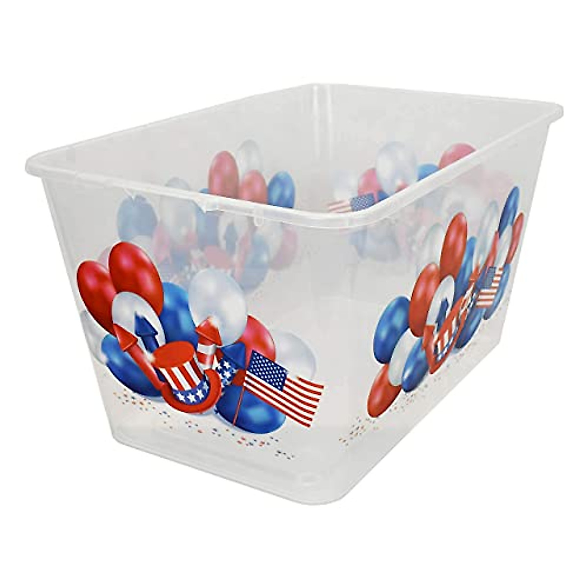 SIMPLYKLEEN 14.5-gal. Reusable Stacking Plastic Storage Containers with Lids, USA 4th of July (Pack of 2) Made in the USA