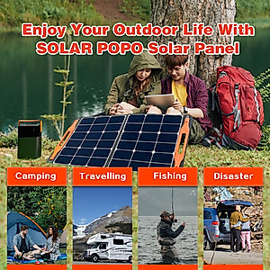 SOLAR POPO 100W Portable Solar Panels Foldable Solar Panel Charger US Solar Cells with USB Outputs for Power Station Generator Phones Tablets Outdoor Camping RV Trips Adventures