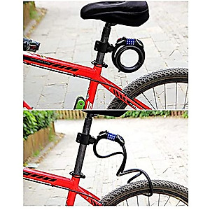 Bicycle Lock, with LED Night Light Lighting, Combination Lock, Mountain Bike Steel Cable Lock, 120cm / 12mm