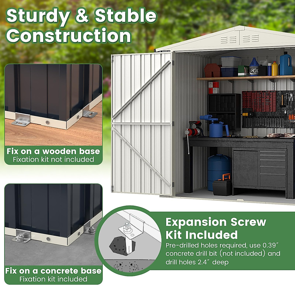 Goplus 6.8 x 3.8 FT Metal Outdoor Storage Shed, Snap-on Structures for Efficient Assembly, All-Weather Color Steel Utility Storage House w/Lockable Door, Bike Tool Sheds for Garden Yard Lawn Patio