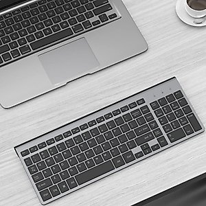 JOYACCESS Wireless Keyboard, 2.4G Slim and Compact Wireless Keyboard with Numeric Pad for Laptop, MacBook Air, Apple, Computer, PC(Black and Grey)