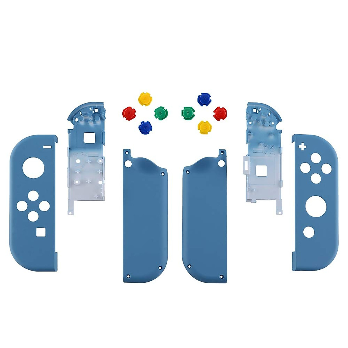 eXtremeRate DIY Replacement Shell Buttons for Nintendo Switch & Switch OLED, Airforce Blue Custom Soft Touch Housing with Corlorful Button for Joycon Handheld Controller - Console Shell NOT Included